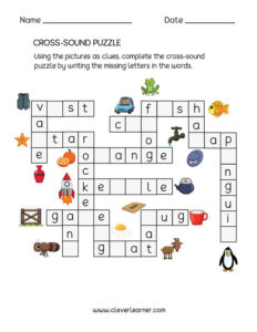 Crossword sound puzzle worksheets – CleverLearner Preschool Resources