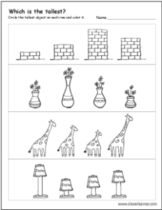 Tall or Short Measurement Worksheets for children – CleverLearner ...