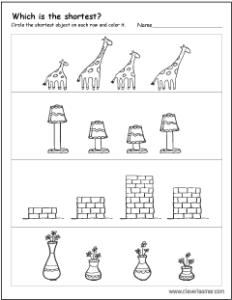 Tall or Short Measurement Worksheets for children – CleverLearner ...