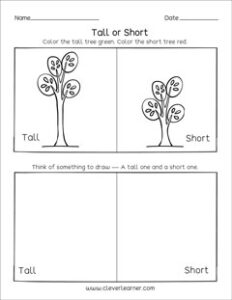Tall or Short Measurement Worksheets for children – CleverLearner ...
