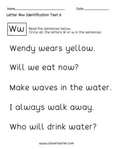 Letter W Identification Activity & Tests Sheets – CleverLearner ...