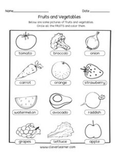 Fruits and Vegetables activity sheets for children – CleverLearner ...