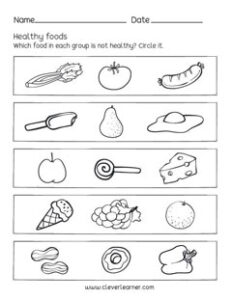 Healthy Foods Children’s Activity Worksheets – CleverLearner Preschool ...