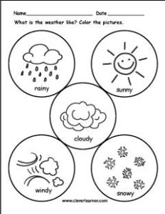 The weather worksheets for preschools – CleverLearner Preschool Resources